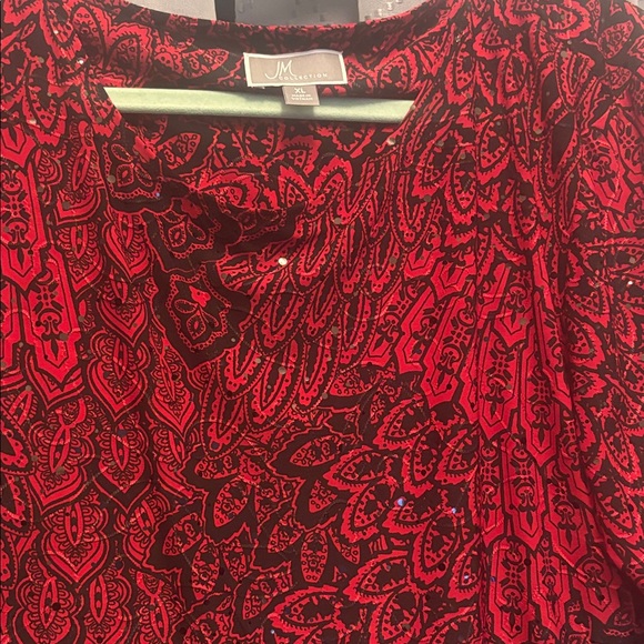 JM Collection | Tops | Jm Collection Red And Black Patterned Blouse ...